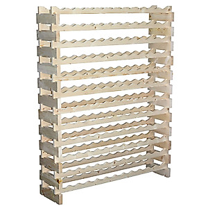 Stackable Modular Wine Rack Freestanding Storage Stand Display Shelves, Thick Wood Natural 12 X 12 Rows 144 Slots