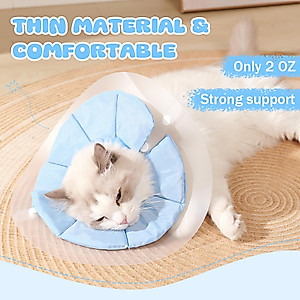 IKIPUKO Cat Cone Collar Soft Adjustable Recovery Pet E-Collar After Surgery, Lightweight Waterproof Kitten Cones, Protective Neck Cones for Small Dogs to Stop Licking Wounds, Blue, M