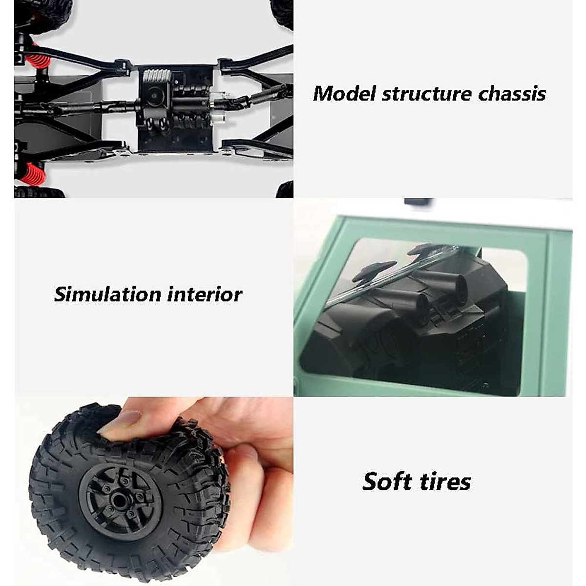 QIYHBVR RC Crawler 1/16 Scale Remote Control Car 4WD Off Road Truck Climbing Car Models 2.4GHz Transmitter Battery and Charger Xmas Birthday for Kids Boy Girl Gift RTR