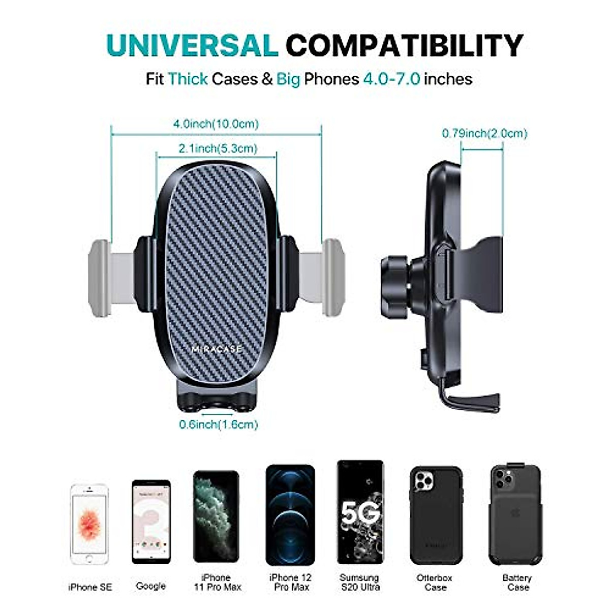 Miracase Military-Grade Universal Cell Phone Holder for Car,[Ultra-Stable& Strong Suction] Hands Free Dashboard Windshield Air Vent Car Phone Holder Mount Fit for All Mobile Phones