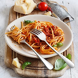 E-far 16-Piece Dinner Forks and Spoons, Stainless Steel Silverware Flatware Eating Utensils Set for Home Kitchen Restaurant, Food Grade Metal & Simple Design, Mirror Finish & Dishwasher Safe, 8 Inch