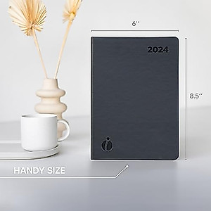 Inamio 24 Hourly Planner 2024 – 24 Hour Weekly and Monthly Appointment Book 2024 – Hardcover, Japanese Design – Minimalist Teacher Planner, Annual Planner with Time Slots – 6 x 8.5