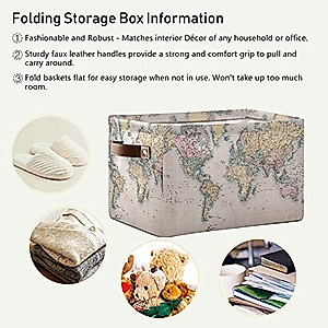 World Map Theme Storage Basket Set of 1 Organizer Storage Bin Foldable Storage Box with Handles for Home Nursery Clothes