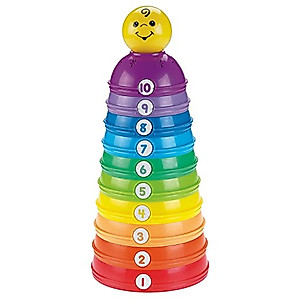Fisher-Price Baby Toy Stack & Roll Cups, 10-Piece Stacking & Nesting Activity for Developmental Play Infants Ages 6+ Months