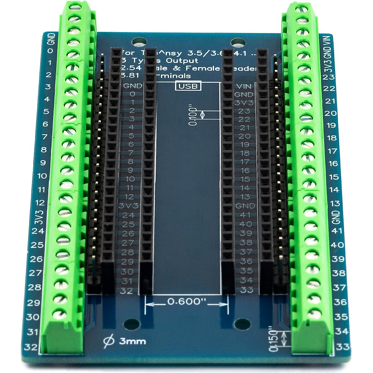 for Teensy 3.5/3.6/4.1 Module Breakout Board 48 Pin 3.81mm / 0.15" Screw Terminal Expansion Board 3 Types Output for Arduino