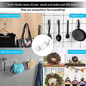 Steon Adhesive Hair Dryer Holder Wall Mount, Removable Blow Dryer Holder for Bathroom Easy to Reusable and Reset, 1 Hairdryer Holder + 4 Adhesive Hooks - No Drill and Damage Free