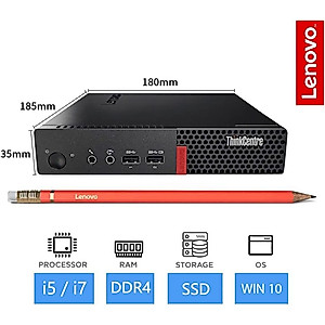 Lenovo ThinkCentre M910q Tiny Desktop Intel i7-7700T Up to 3.80GHz 32GB RAM New 1TB NVMe SSD Built-in AX210 Wi-Fi 6E BT HDMI Dual Monitor Support Wireless Keyboard and Mouse Win10 Pro (Renewed)