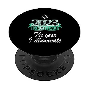 2023 Bar Mitzvah Quote Festive Black Turquoise Decor PopSockets Standard PopGrip