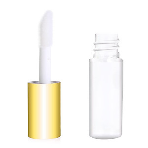Mydio 50 Pack 1.2ML Clear Mini Lip Gloss Tube Empty Lip Balm Containers With Gold Lid for Lipstick (Gold)