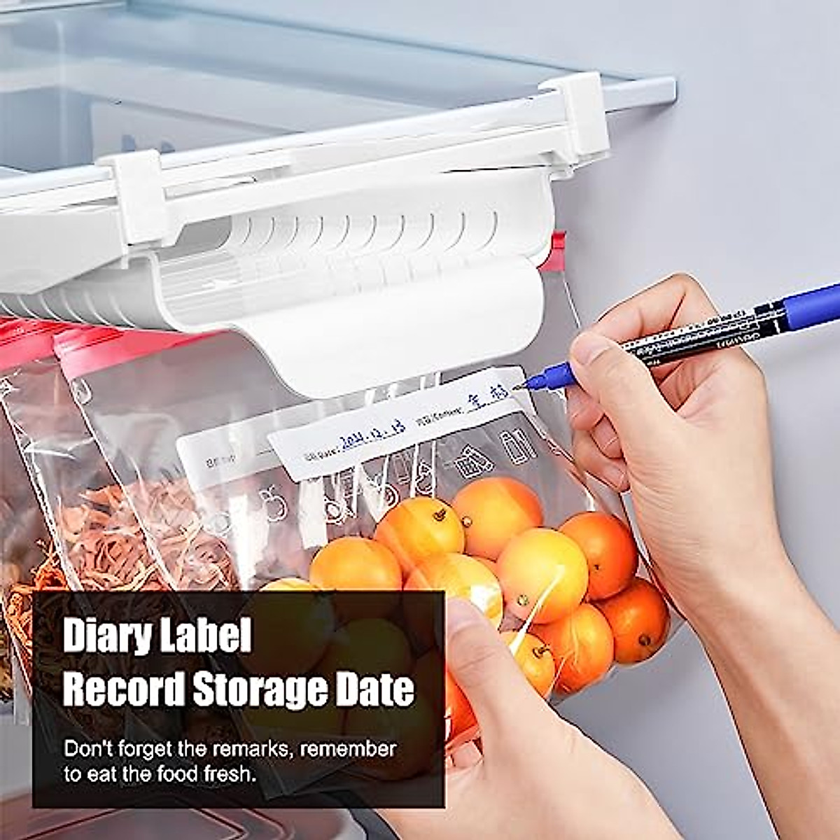Retractable Refrigerator Hanging Storage Rack, Best Solution to Clean and Organize Zipper Bag Tray Zipper bag Holder Rack Hanger