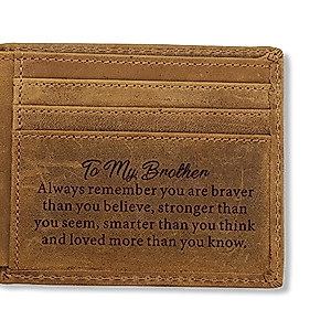 Moblade Gifts for Brother from Sister or Brother, To My Brother Engraved Wallet with Inspirational Quotes, Brother Christmas, Birthday, Graduation, Gift Ideas