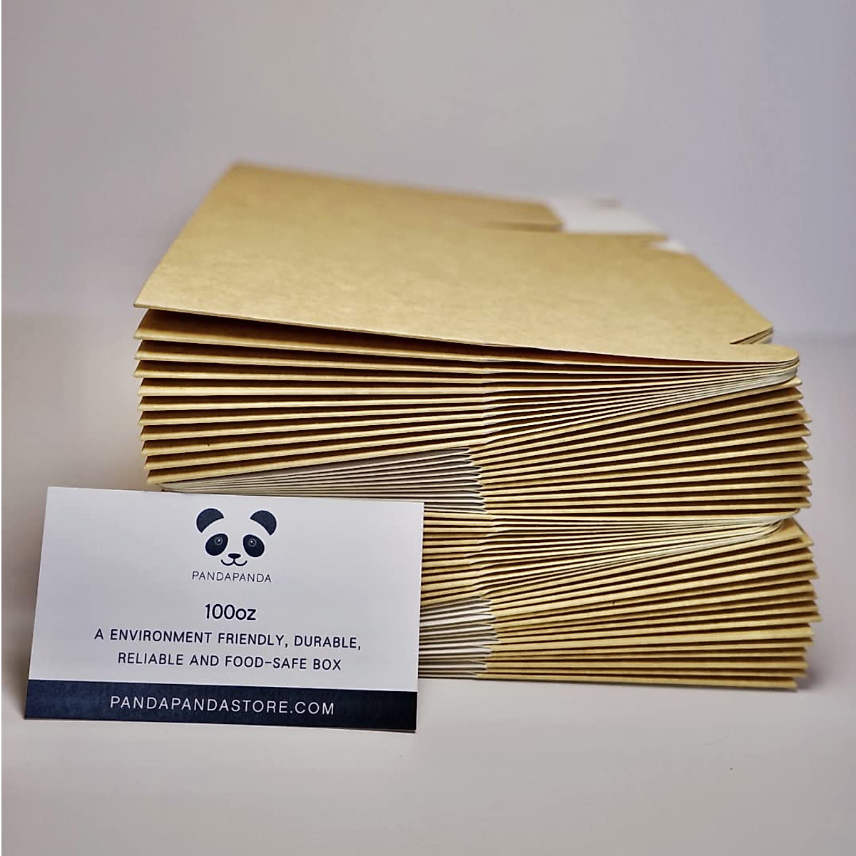 PandaPanda gable boxes (50 pcs) with handle (8.3 * 5.1 * 4.5 inches) for foods, gifts and party favors (100 oz) environment friendly