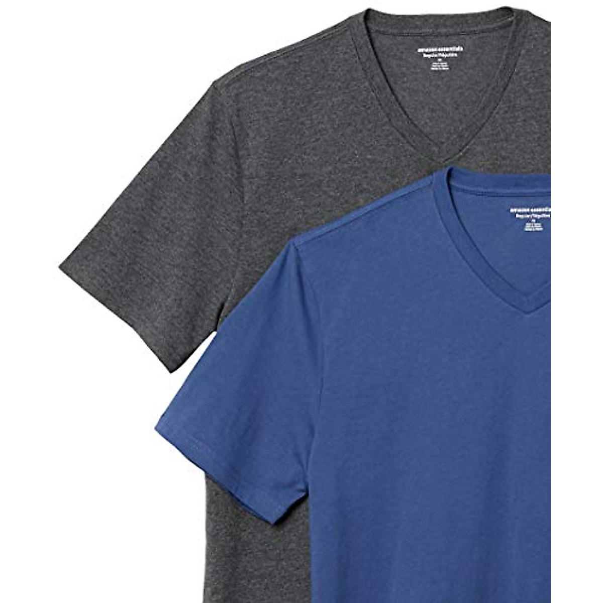 Amazon Essentials Men's Regular-Fit Short-Sleeve V-Neck Pocket T-Shirt, Pack of 2, Blue/Charcoal Heather, X-Large