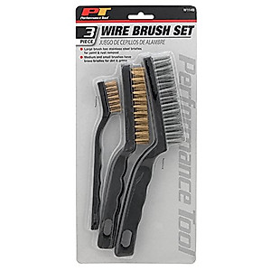 Performance Tool W1149 3-Piece Brass and Stainless-Steel Wire Brush Set