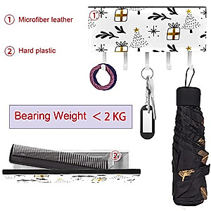 5 Hook Coat Rack Wall Mounted Xmas Gift Tree Pattern Hat Towel Pot Hook up with Storage Compartment for Cloakroom Bathroom Kitchen