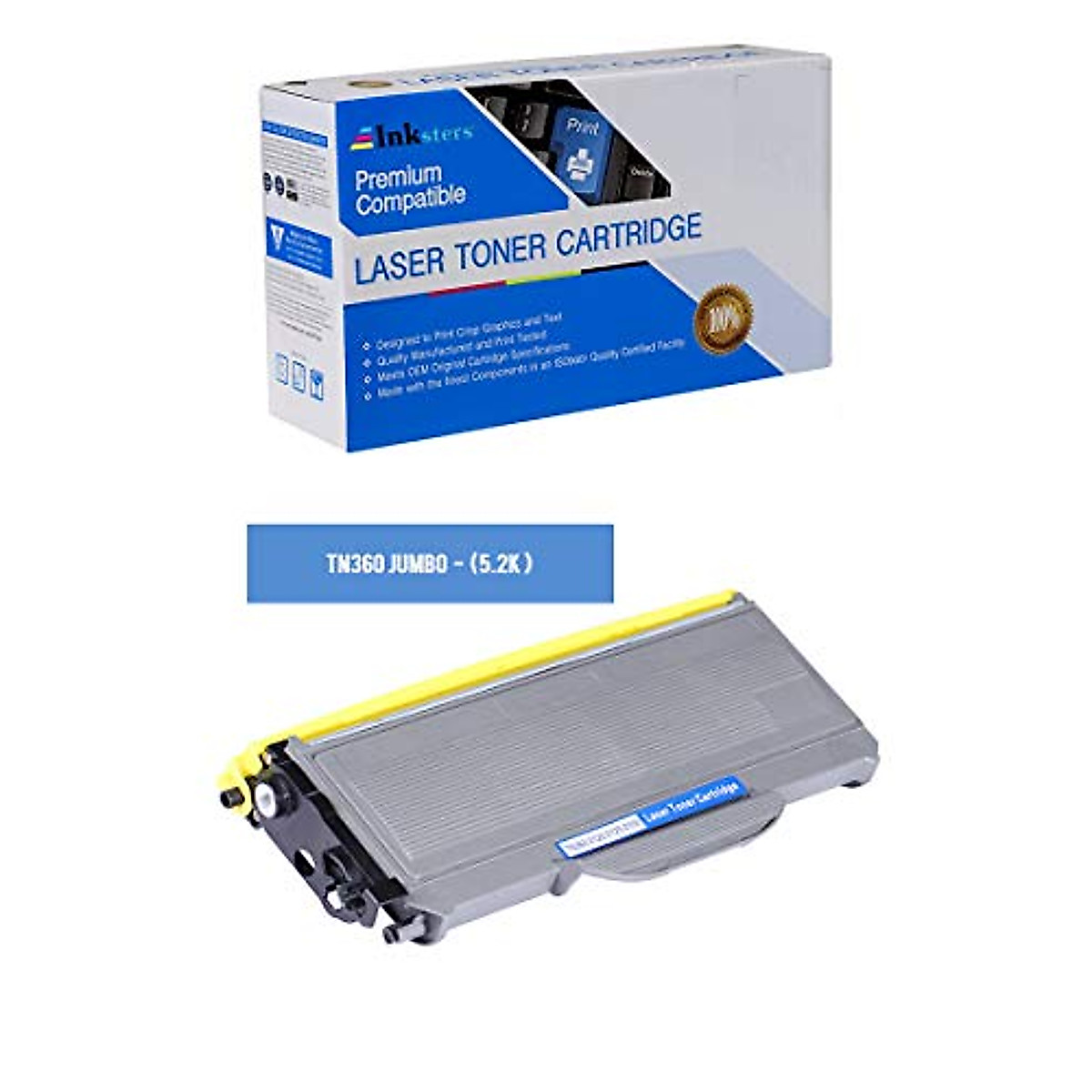 Inksters Compatible Toner Cartridge Replacement for Brother TN360 (J) Black Jumbo - Compatible with HL 2120 2125 2140 DCP 7030 7040 MFC 7440N