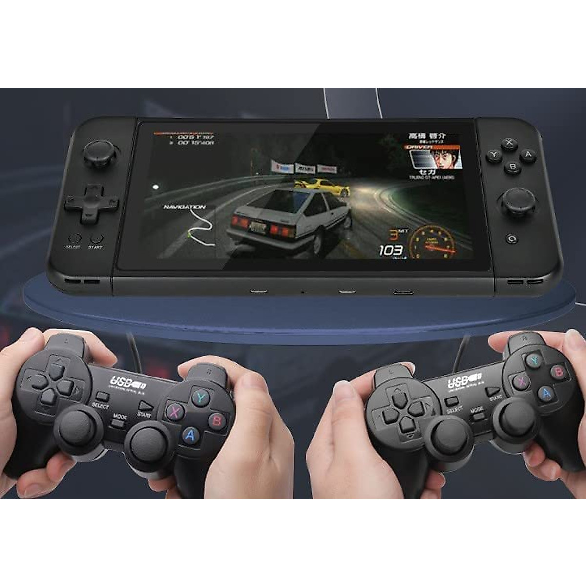 Cawevon Powkiddy X70 HD Retro Handheld Game Console 7 inch Joystick FC Arcade Simulator Two-Player Battle, Built-in 6000+ Games