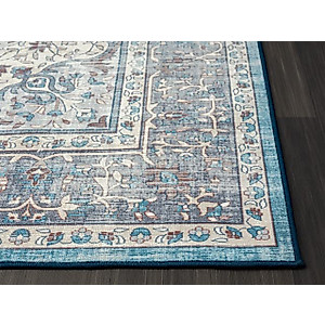VCNY Home - Area Rug, Machine Washable, Non-Skid Mat with Traditional Medallion Printed Chenille (Era Collection, 7' 10" x 9' 6")