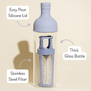 Cold Brew Bottle | Iced Coffee Maker, Thick Glass, Heavy Duty Stainless Steel Filter | Easy Pour and Removable Filter | 32 oz (1 QT)