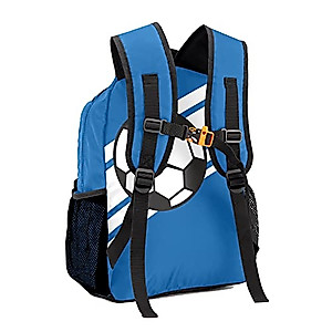 Liveweike Custom Kids Backpack,Soccer Ball Sports Royal Blue Personalized Kid's School Bookbags Bag for Gift Boys Girl Children