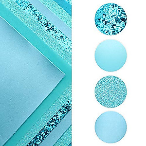 David accessories 8pcs/Set 7.7" x 12.9" (20 cm x 33 cm) Blue Color Series Faux Leather Sheets Glitter Mixed Synthetic Leather Sheets Bundles for Leather Earrings Bows Making (Blue)