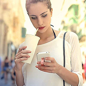 6 Pieces Phone Finger Grip Portable Telescopic Finger Strap Bracket Silicone Mobile Phone Ring Stand Phone Grip Finger Strap for Most Mobile Phones (Orange, Blue, Purple, Black, White, Gray)