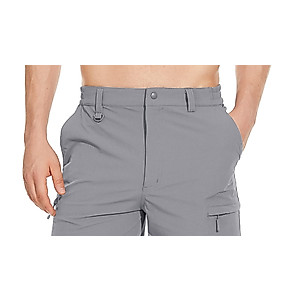 CRYSULLY Men's Summer Hiking Regular Fit Shorts with 5 Pockets, Cargo Shorts Light Grey