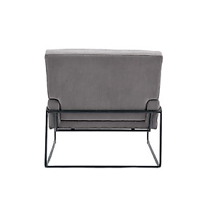 i-POOK Mid Century Modern Metal Frame Armchair, Single Sofa Chair with Black Iron U-Shaped Legs, Upholstered Accent Chair for Living Room, Bedroom, Reading Room, Lounge, Grey