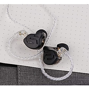 Linsoul KZ ZAX 1DD+7BA Hybrid Driver HiFi in-Ear Earphones with Zin Alloy Shell, Detachable 2 Pin 0.75mm OFC Cable(Without Mic, Black)