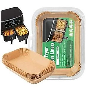 10 quart Rectangle Air Fryer Disposable Paper Liner (8 x 6 inches), 100PCS Food Grade Parchment Liners for Ninja DZ401, Ninja Foodi Dual Air Fryer XL