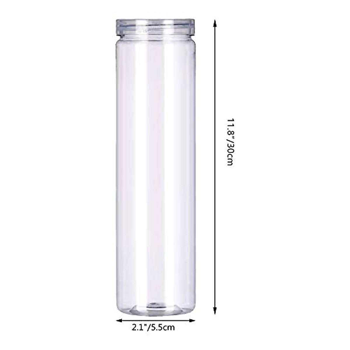 3Pcs Clear Plastic Food Storage Jar with Lid, Round Transparent Storage Container for Spaghetti,Pasta and Dry goods (2.1"Diameter x 11.8"Height) (Round)