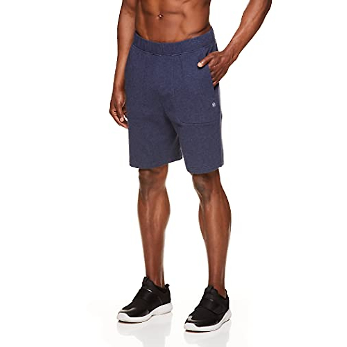 Gaiam Men's French Terry Yoga Shorts - Athletic Gym and Running Sweat Short with Pockets - Synergy Navy Heather, X-Large