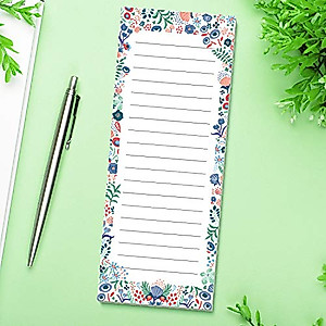 SWEETZER & ORANGE 6-Pack Magnetic Grocery List for Fridge (Floral Theme) - 3.5” x 9” Memo Notepad for Shopping, Locker, Filing Cabinet, To Do, Appointment Reminders, Meal Plans | 55 Sheets Per Pad