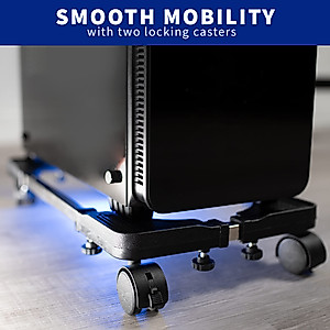 VIVO Large Steel PC Cart, Rolling CPU Trolley, Adjustable Mobile Computer Stand Holder with Locking Caster Wheels, Fits Most Gaming PCs up to 15 x 22 inches, Under Desk, Black, CART-PC03L
