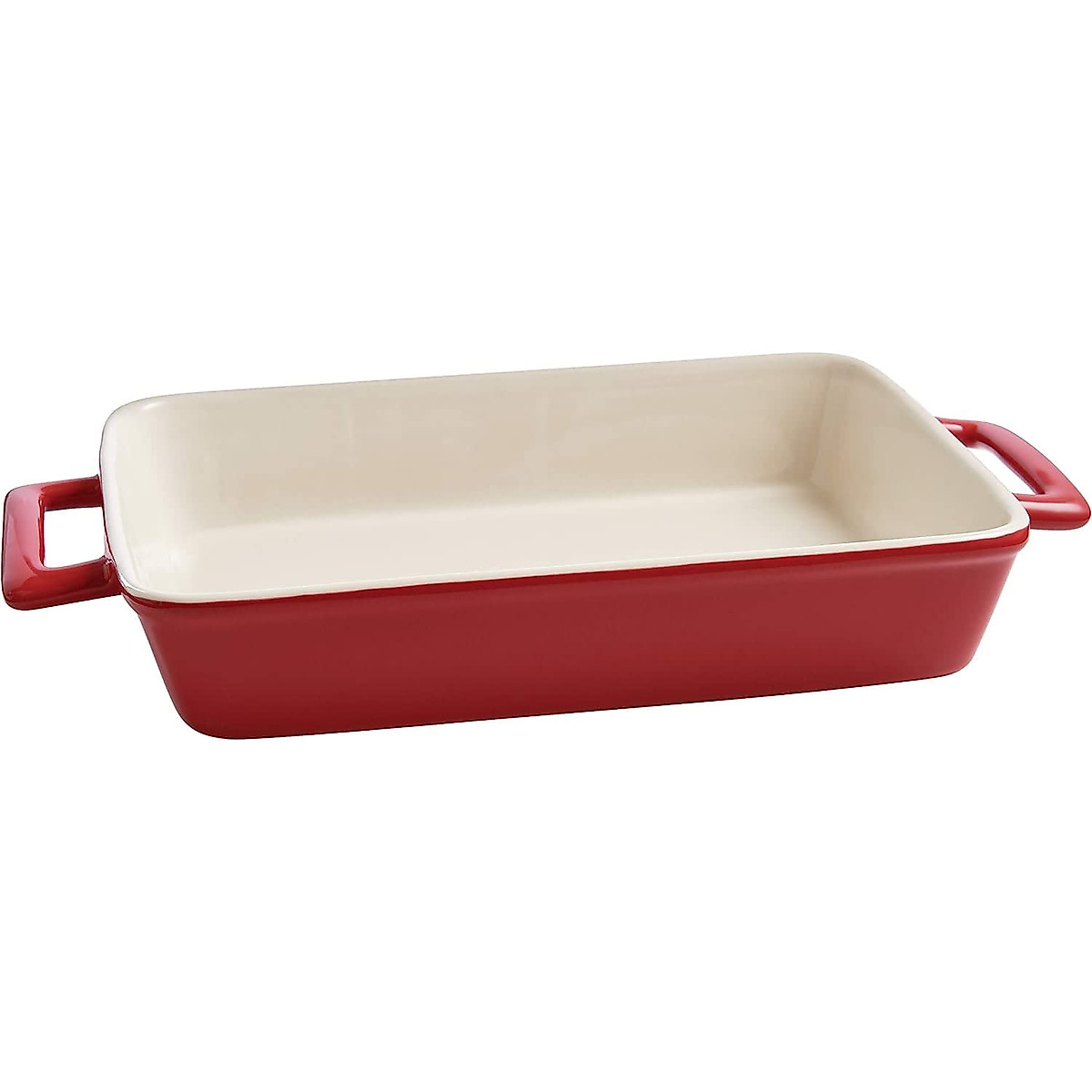 Mrs. Anderson’s Baking Oblong Rectangular Baking Dish Roasting Lasagna Pan with Handles, Ceramic, Rose, 13-In x 9-In x 2.5-In