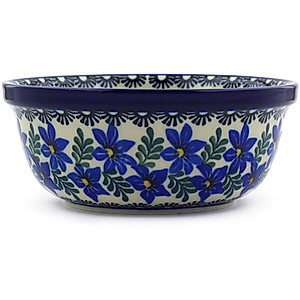 Polish Pottery Bowl 6-inch made by Ceramika Artystyczna (Blue Violets Theme)
