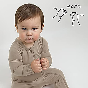 APLAINR Baby Sign Language Bib | Silicone Bibs for Babies & Toddlers | Adjustable Fit Waterproof Bibs (More Sign - Cream)