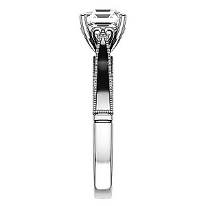 JEWELERYN 1 CT Asscher Moissanite Engagement Ring Set, Wedding Bridal Ring Set, Diamond Ring Set, VVS1 Colorless Moissanite Engagement Rings for Women, Promise Ring for Her (11)