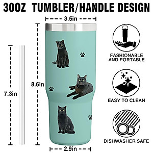 Cat Tumbler for Cat Owners, 30oz Stainless Steel Vacuum Insulated Water Bottle (Cat-Seaform)