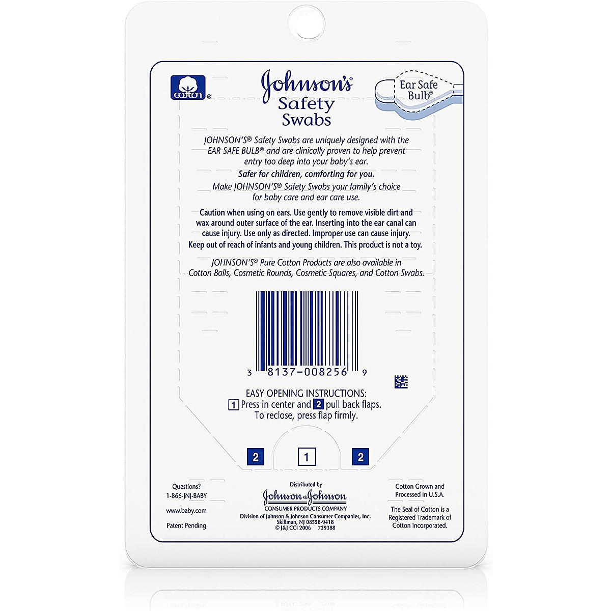 Johnson's 008256OurBundle Non-Chlorine Bleached Safety Ear Swabs for Babies and Children, 55 ct ( Pack of 2)