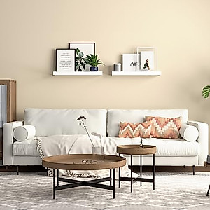 Boswillon Floating Shelves Wall Mounted Set of 2, Modern White Wall Shelves for Bedroom, Nursery White Shelves with Lip, Display Picture Ledge Shelf for Wall Decor Living Room Bathroom Kitchen - White