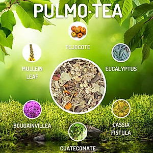 Yerbero - PulmoTea 4 oz (113g) | Herbal Mixture Tea - Soothes/Comforts Thoat | Eucalyptus, Tejocote Root, Mullein Leaf, Bouganvillia Flower, Cassia Fistula, Cuatecomate | 100% All Natural, non-GMO, Gluten-free.