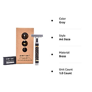 Parker, 65R Super Heavyweight Gray and Gold Double Edge Safety Razor & 5 Parker Blade Refills