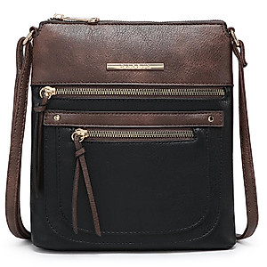 Dasein Crossbody Purse for Women Vegan Leather Shoulder Handbags Messenger Bags with Multi Zipper Pockets