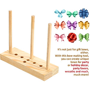 Bow Maker for Ribbon Wreath Wooden Bow Maker Tool with U-Shaped Scissors for Making Bows, Halloween Christmas Party Decorations, Hair Bows, Corsages, Holiday Wreaths, DIY Crafts