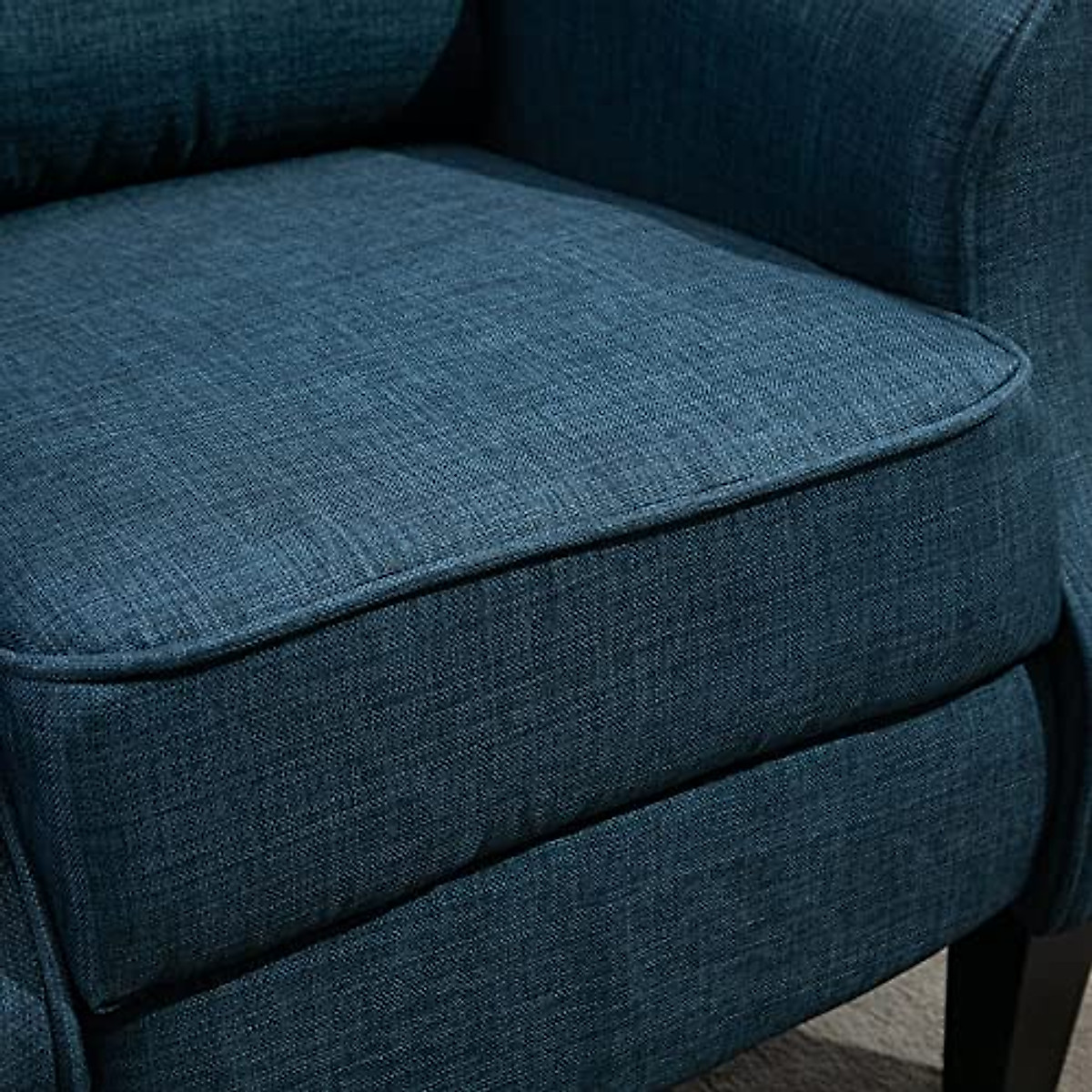 HOMCOM Vibrating Massage Recliner Chair for Living Room, Reclining Wingback Single Sofa with Heat, Linen Fabric Push Back Accent Chair with Footrest, Side Pocket, Dark Blue