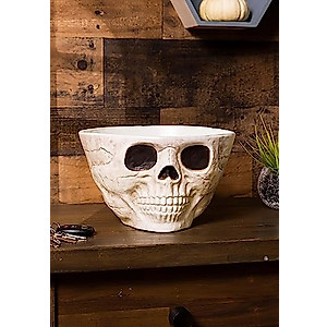 Seasons USA Skull Candy 9.5" Snack Bowl Sturdy Plastic Skeleton Halloween Decor Tableware