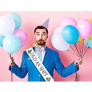 JPACO Old AS SHlT Sash – Birthday & Retirement Sash For Men and Women & Large Safety Pin. Great for Retired Work Party, Events, Party Supplies, Novelty Gifts, Favors, & Decorations