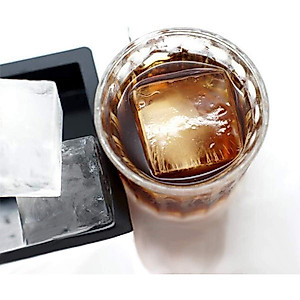 witice Silicone Ice Cube Trays Large for Whisky(2.5-Inches) - Whiskey Ice Cube Mold, With Easy Release Ice Cubes for Whiskey and For Cocktail,Food Grade (Black 1 Tray)