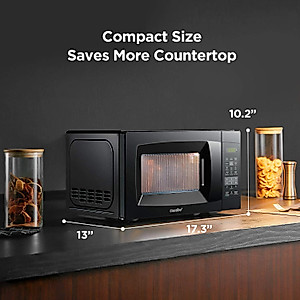 COMFEE' EM720CPL-PMB Countertop Microwave Oven with Sound On/Off, ECO Mode and Easy One-Touch Buttons, 0.7cu.ft, 700W, Black